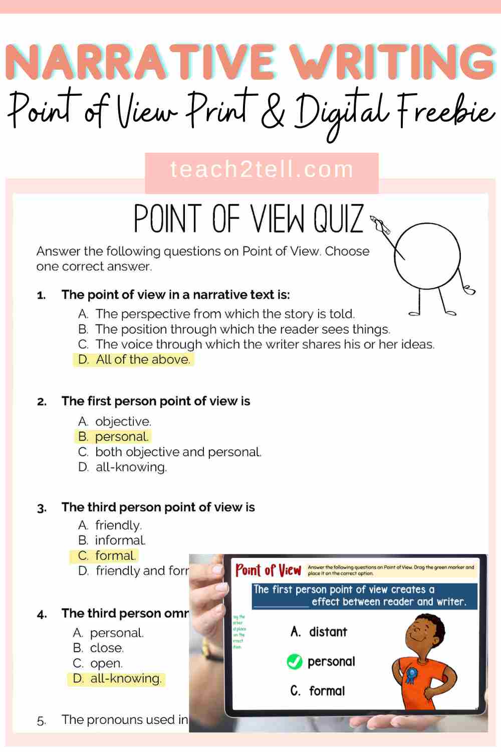 How to Teach Point of View: First Person, Second Person, Third Person ...