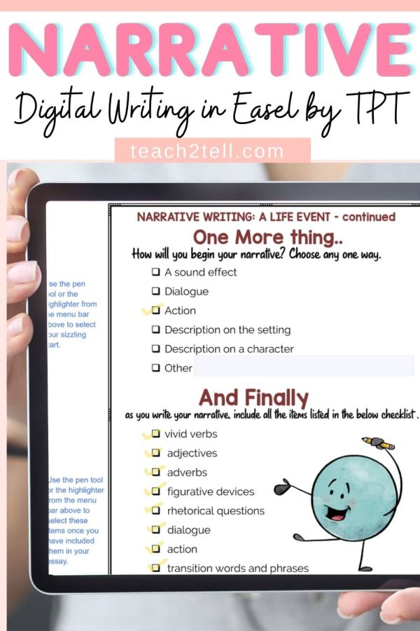 Digital Narrative Writing Easy With Easel By TpT