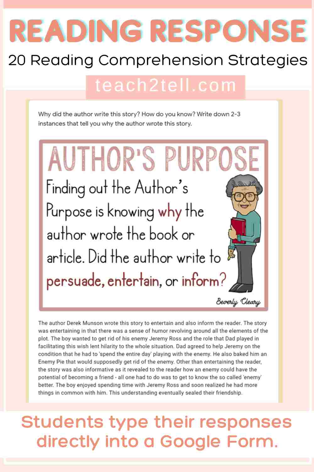 Reading Response Activities for Fiction Books: 20 Digital Questions ...