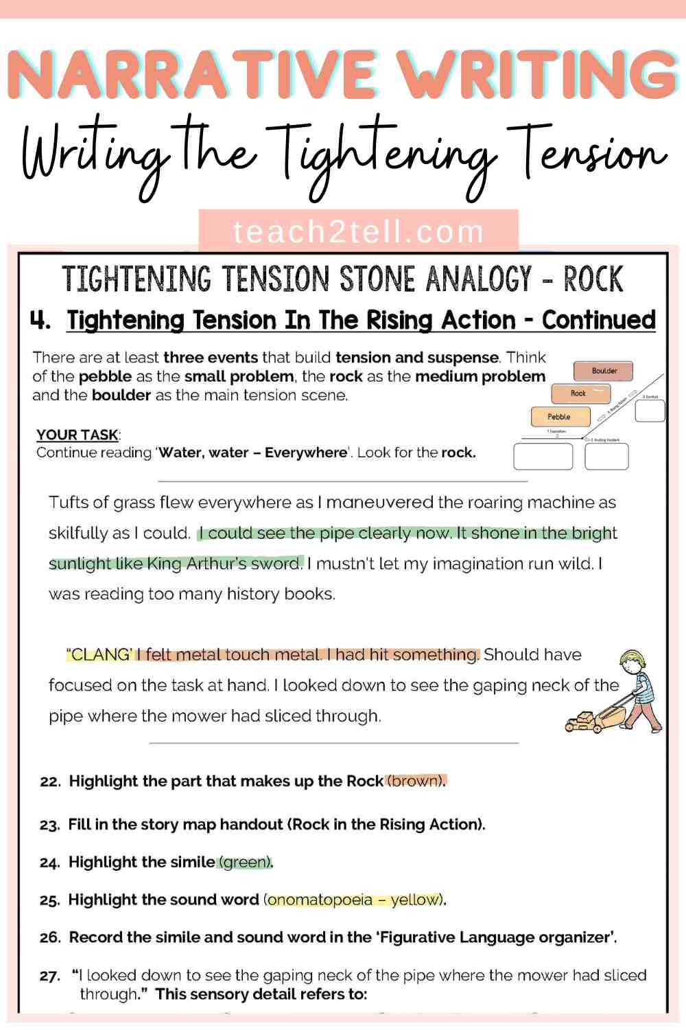 Tightening Tension Pebble Rock Boulder Narrative Writing