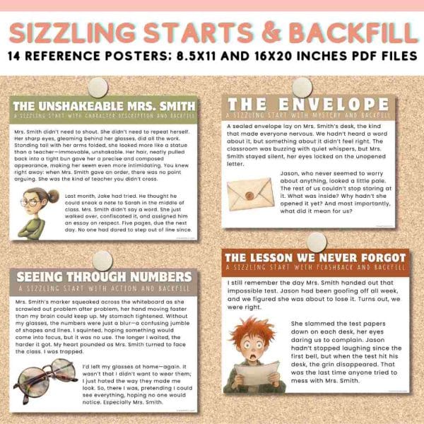Sizzling Starts and Backfill Narrative Writing Posters