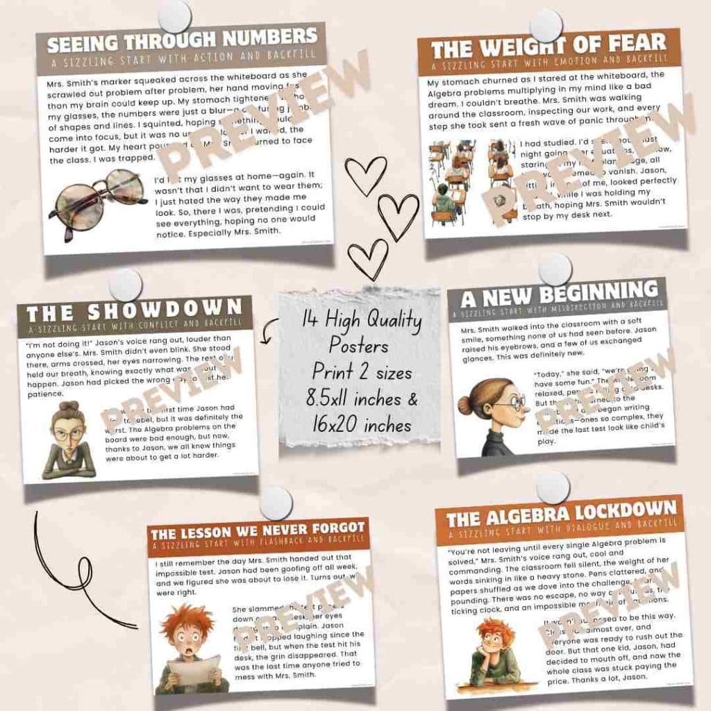 Sizzling Starts and Backfill Narrative Writing Posters