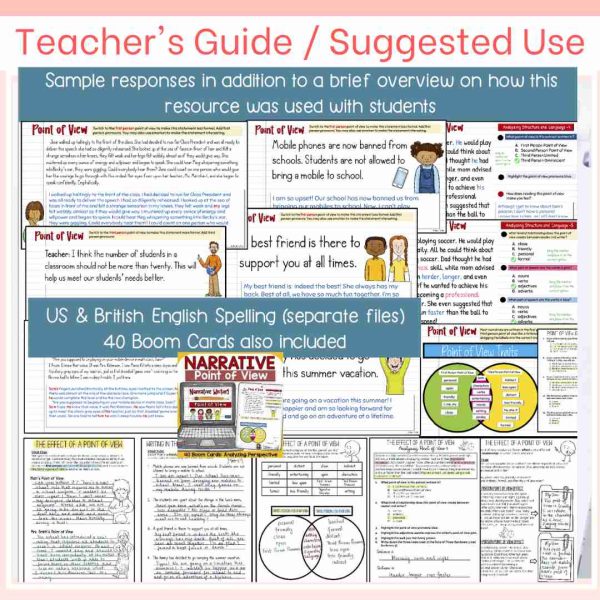 First Person and Third Person Point of View Activities Narrative ...
