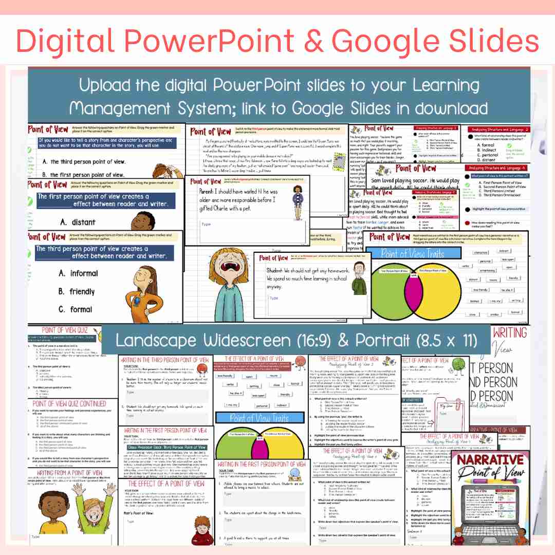 First Person and Third Person Point of View Activities Narrative ...
