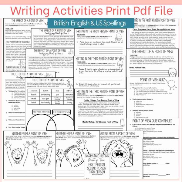 First Person and Third Person Point of View Activities Narrative ...