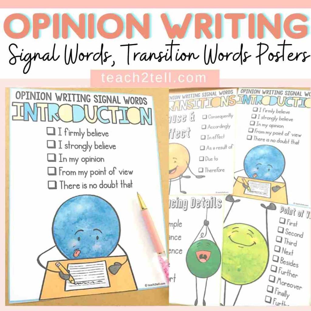 Opinion Writing Transition Words Writing Posters Freebie