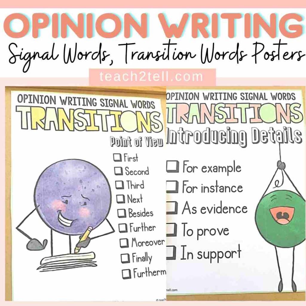 Opinion Writing Transition Words Writing Posters Freebie