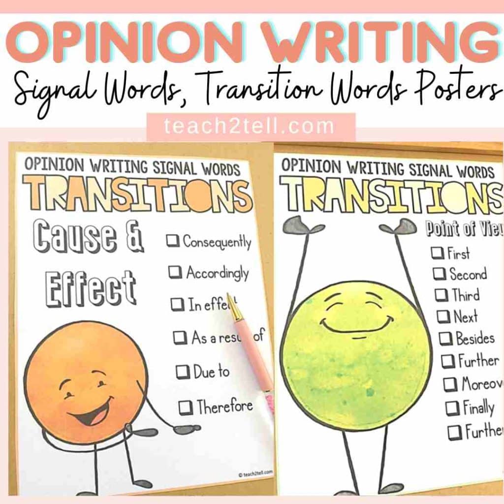 Opinion Writing Transition Words Writing Posters Freebie