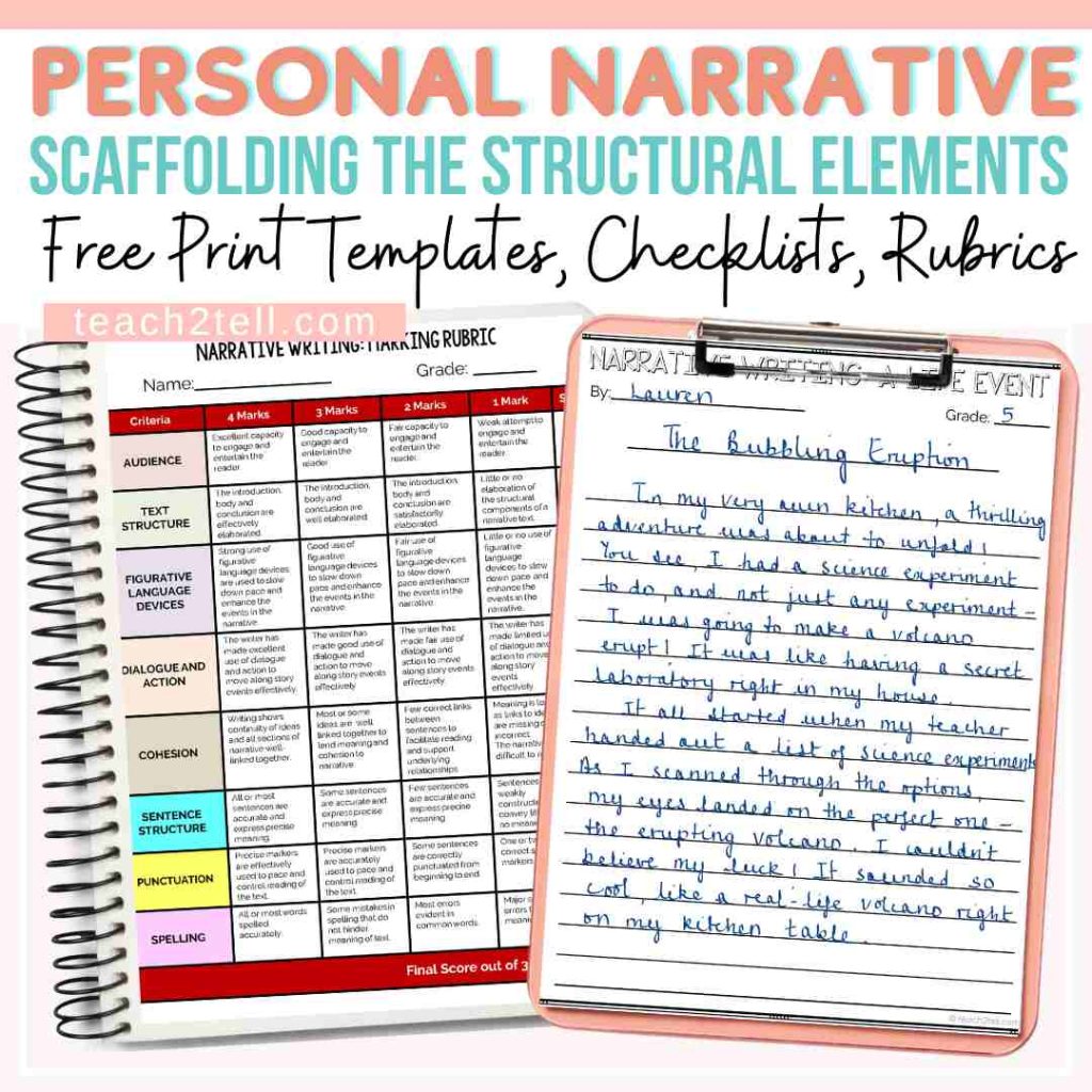Free Personal Narrative Writing Activity Story Elements
