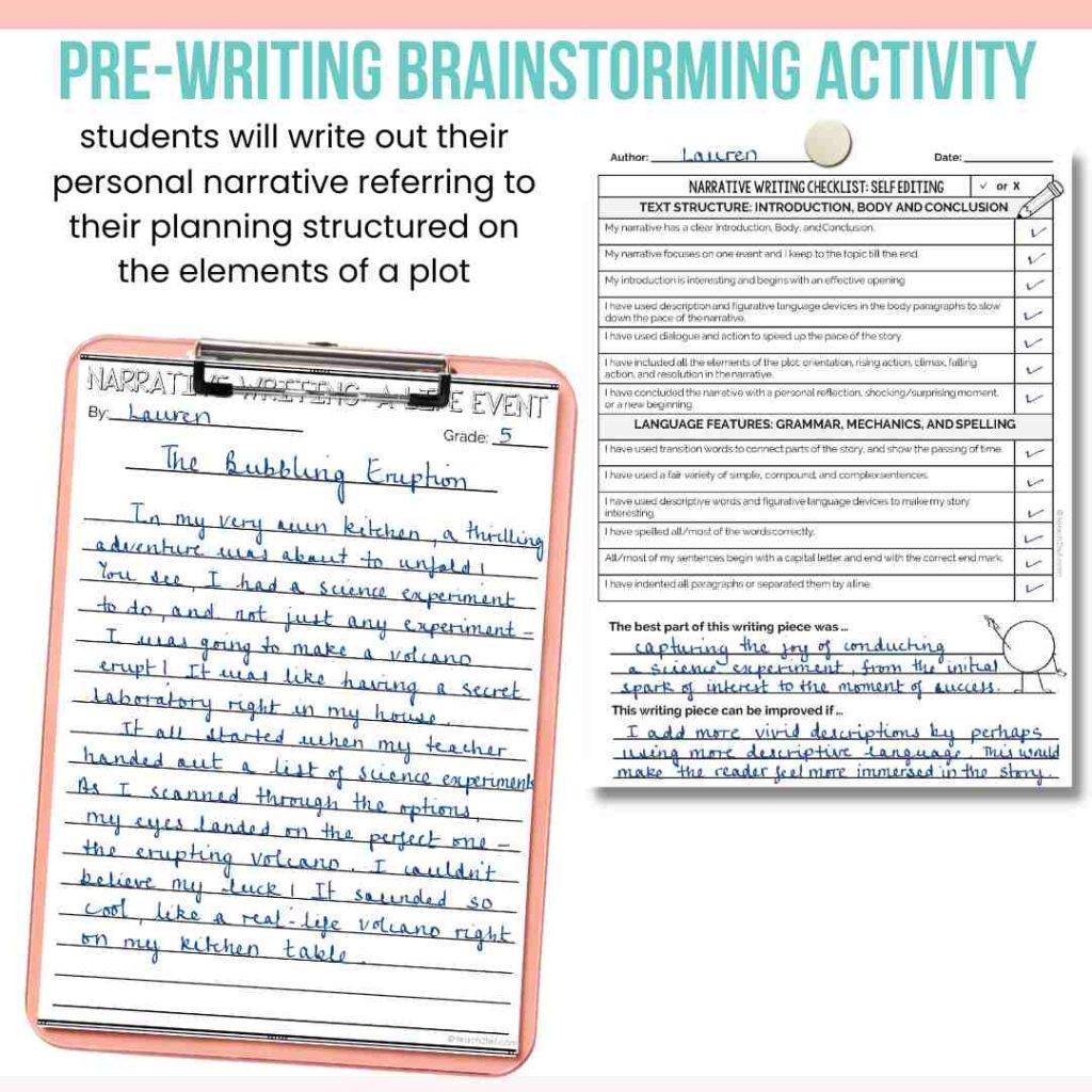 Free Personal Narrative Writing Activity Story Elements