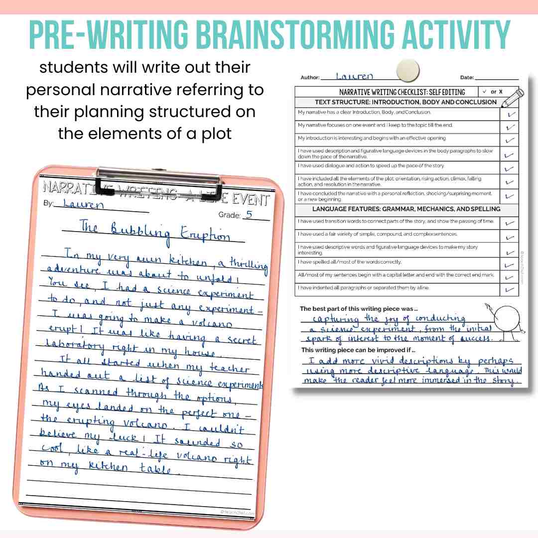 Free Personal Narrative Writing Activity Story Elements
