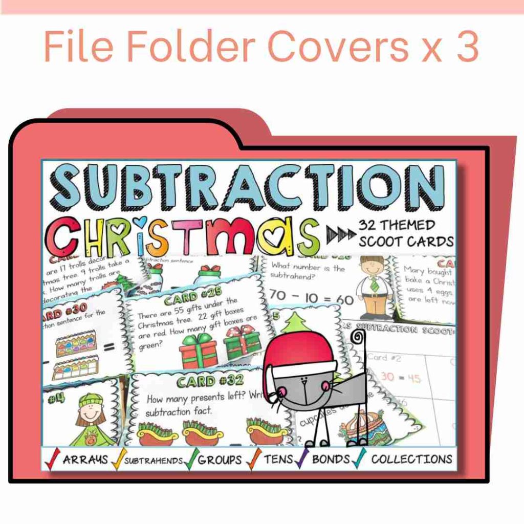 Subtraction Task Cards Fun Christmas Math Activity