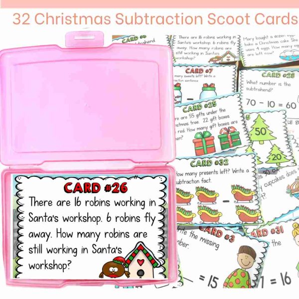 Subtraction Task Cards Fun Christmas Math Activity