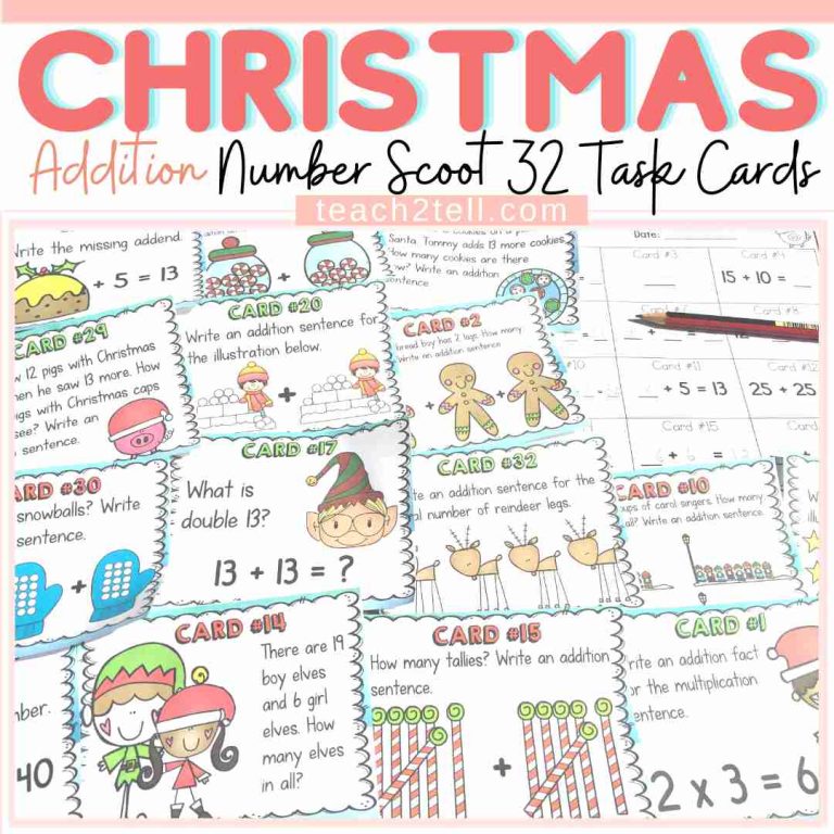 Addition Task Cards Fun Christmas Math Activity