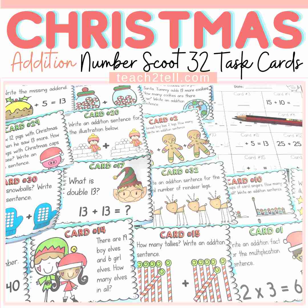 Addition Task Cards Fun Christmas Math Activity