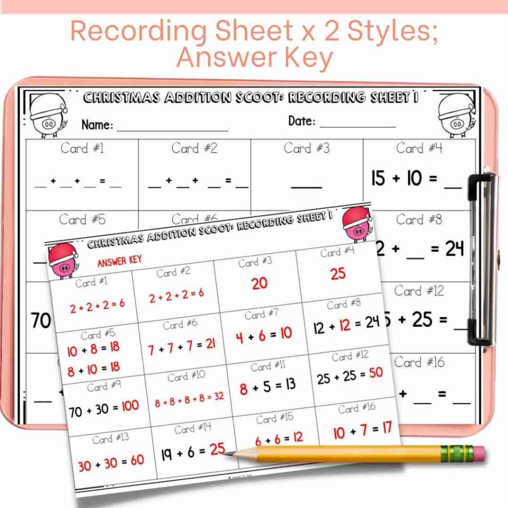 Addition Task Cards Fun Christmas Math Activity
