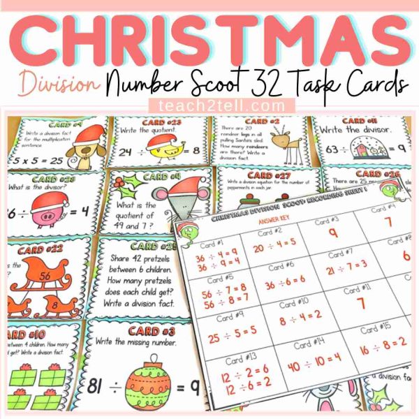 Christmas Math Activities Free Division Task Cards