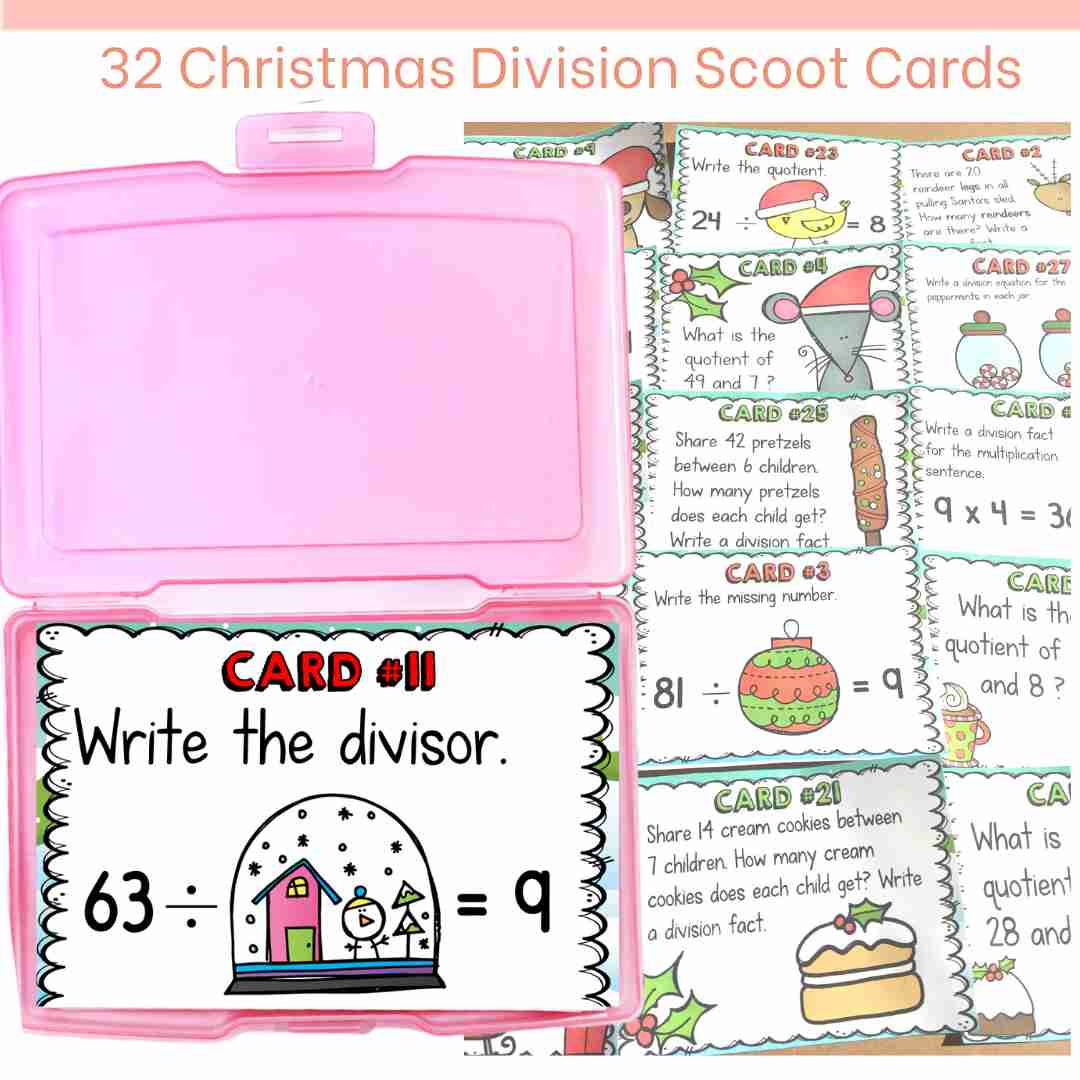 Christmas Math Activities Free Division Task Cards