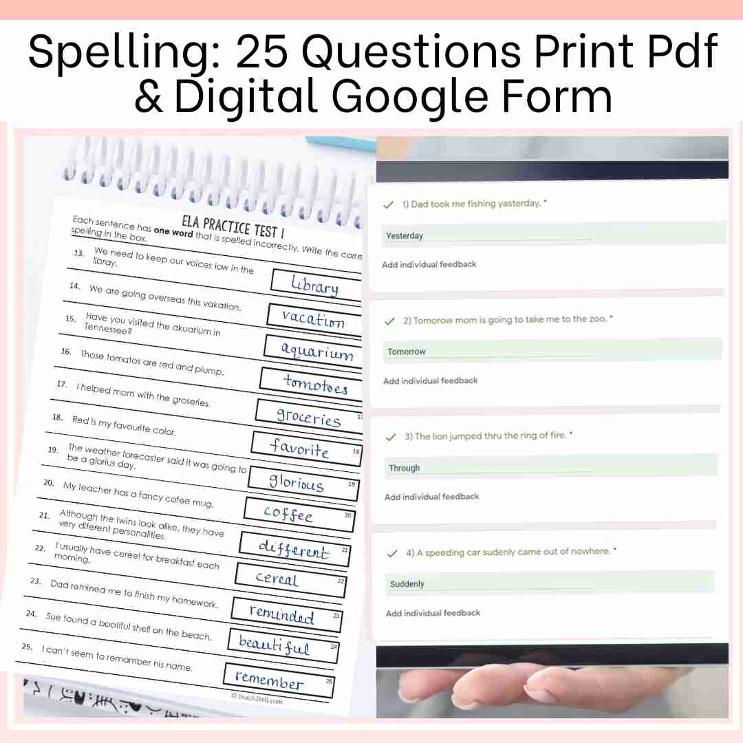 ELA Test Prep 1 Practice Test Language Arts Review Print & Digital