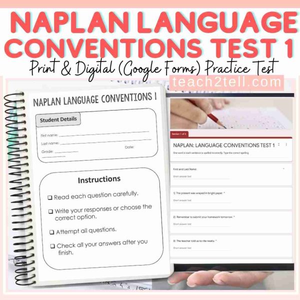 Naplan Language Conventions Year 5 & Year 3 Practice Test