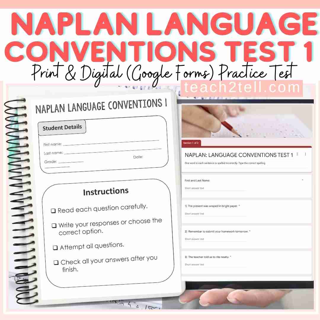 Naplan Language Conventions Year 5 & Year 3 Practice Test