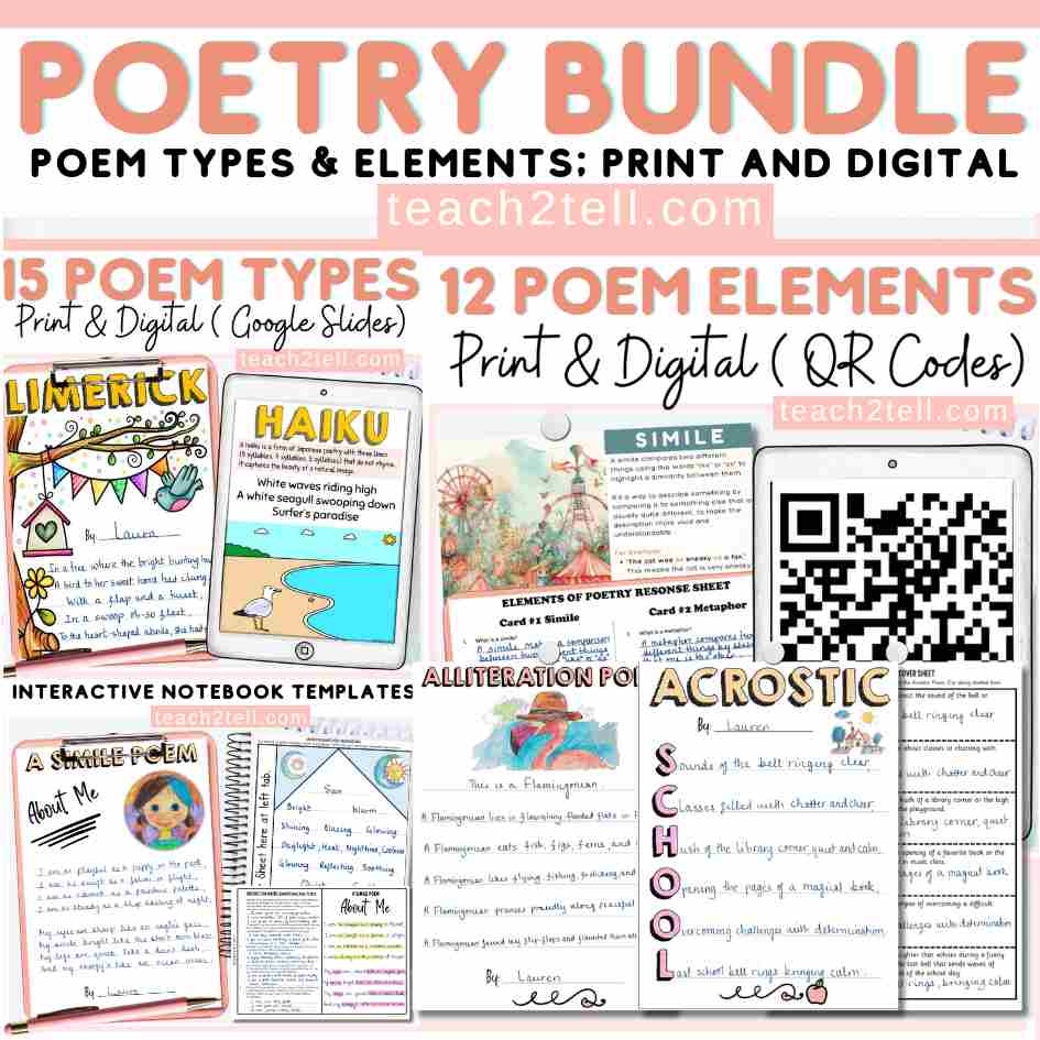 Poetry Types Poetry Elements Print & Digital Super Bundle
