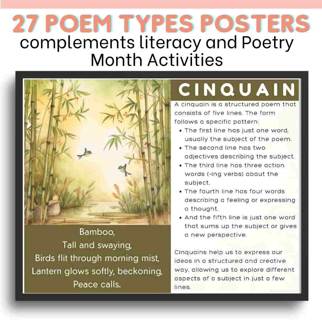 Types of Poems For Middle School and Elementary Posters