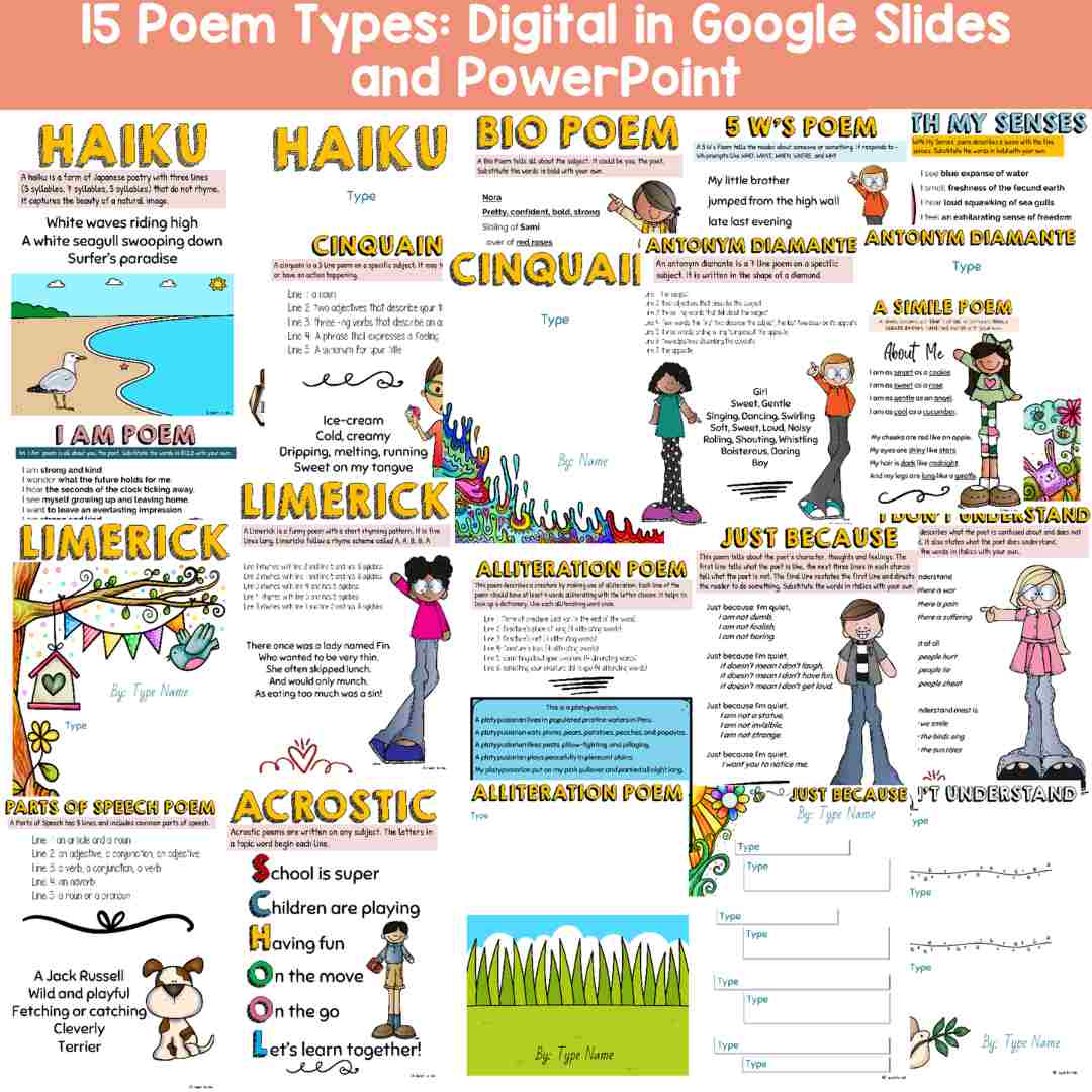 Ultimate Types of Poems National Poetry Month Bulletin Board