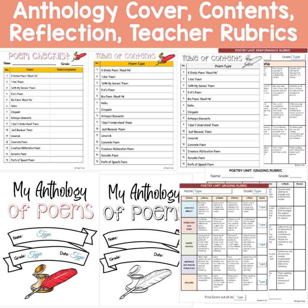 Ultimate Types of Poems National Poetry Month Bulletin Board