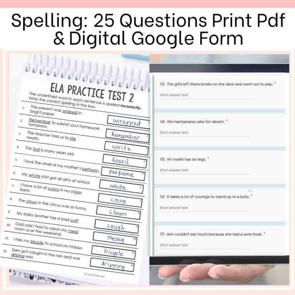 ELA Practice Test 5th Grade, 4th Grade, 3rd Grade: Test 3