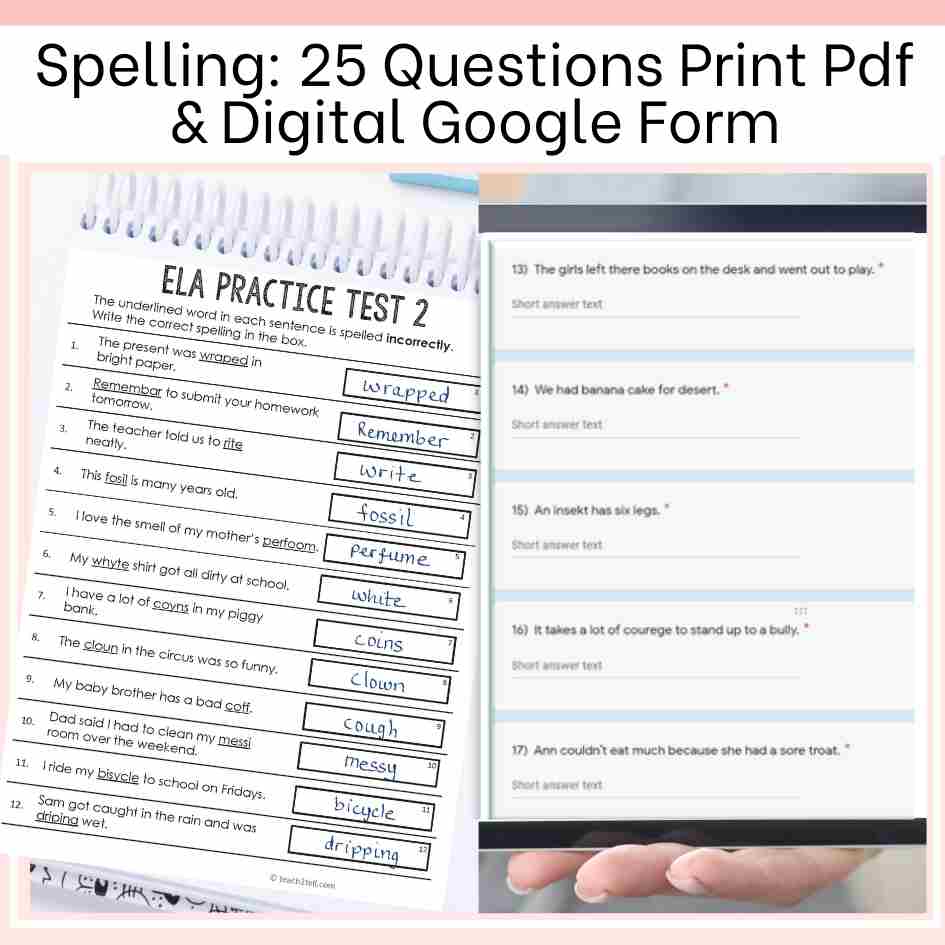 ELA Practice Test 3rd Grade, 4th Grade, 5th Grade : Test 2