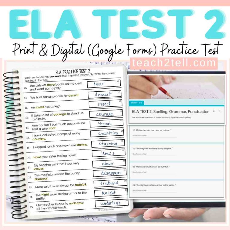 ELA Practice Test 3rd Grade, 4th Grade, 5th Grade : Test 2