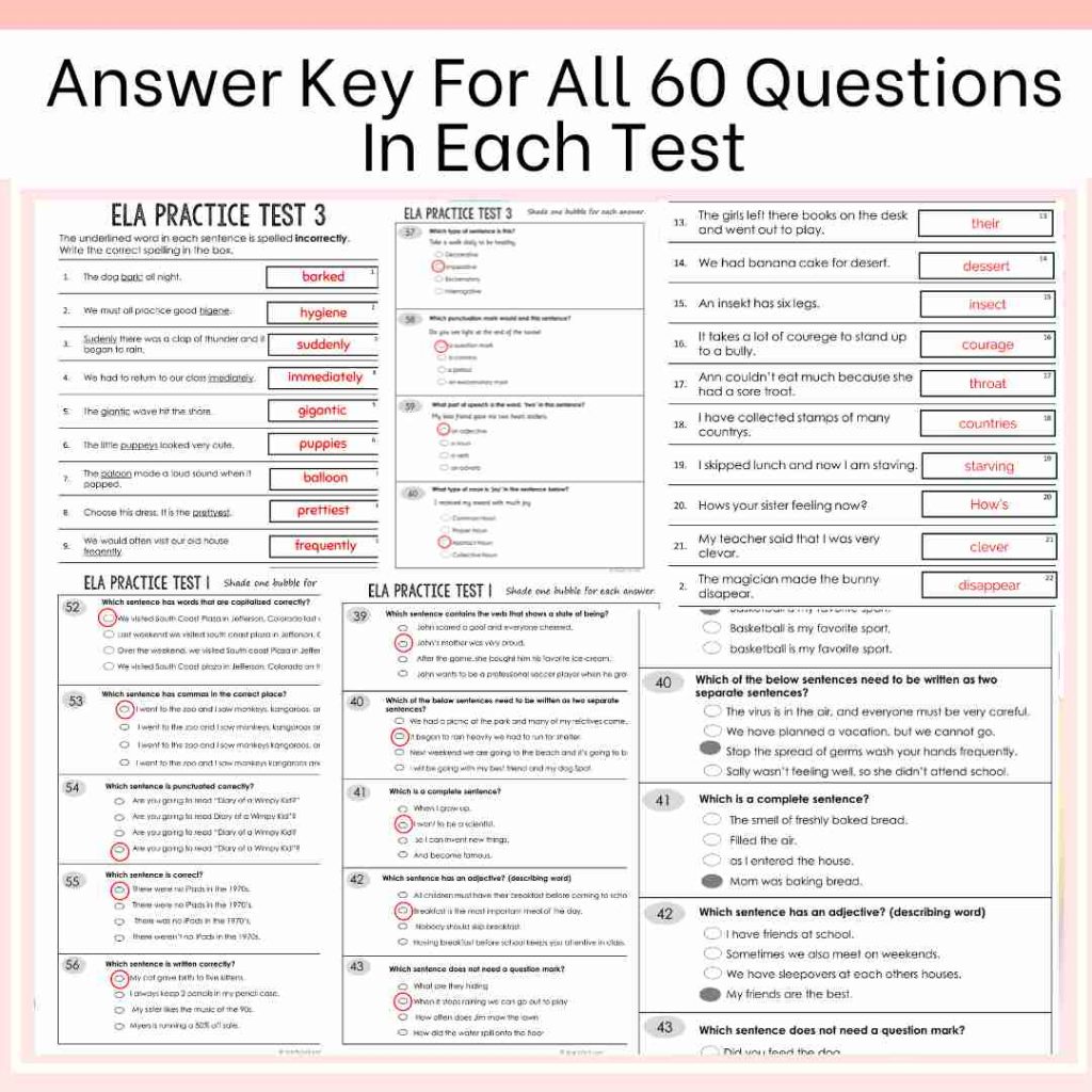 ELA Test Prep Grade 3, Grade 4, Grade 5 Essential Bundle