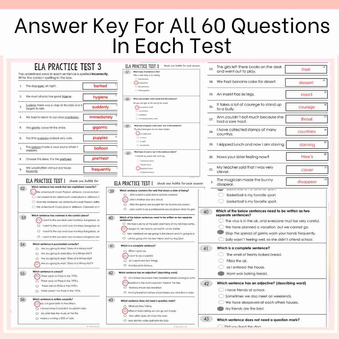 ELA Test Prep Grade 3, Grade 4, Grade 5 Essential Bundle