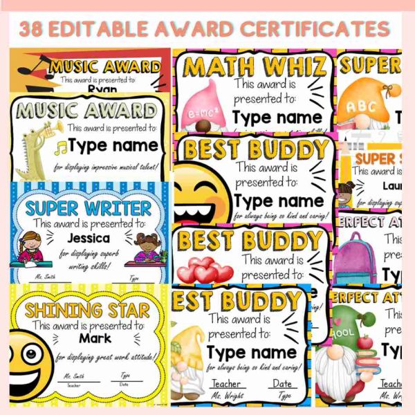 Student Awards Elementary Free Award Certificates Editable