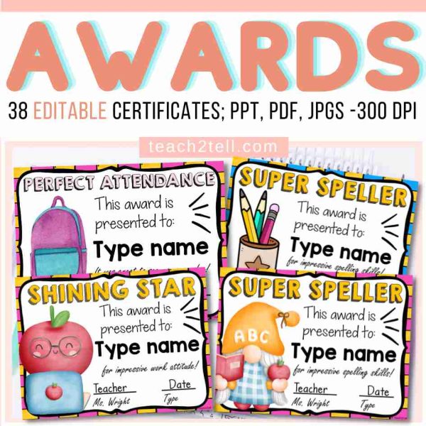 Student Awards Elementary Free Award Certificates Editable