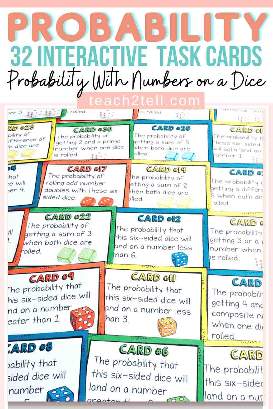 Theoretical Probability with Dice: 32 Task Cards for an Exciting Math ...