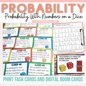 Theoretical Probability with Dice Activity – 32 Task Cards