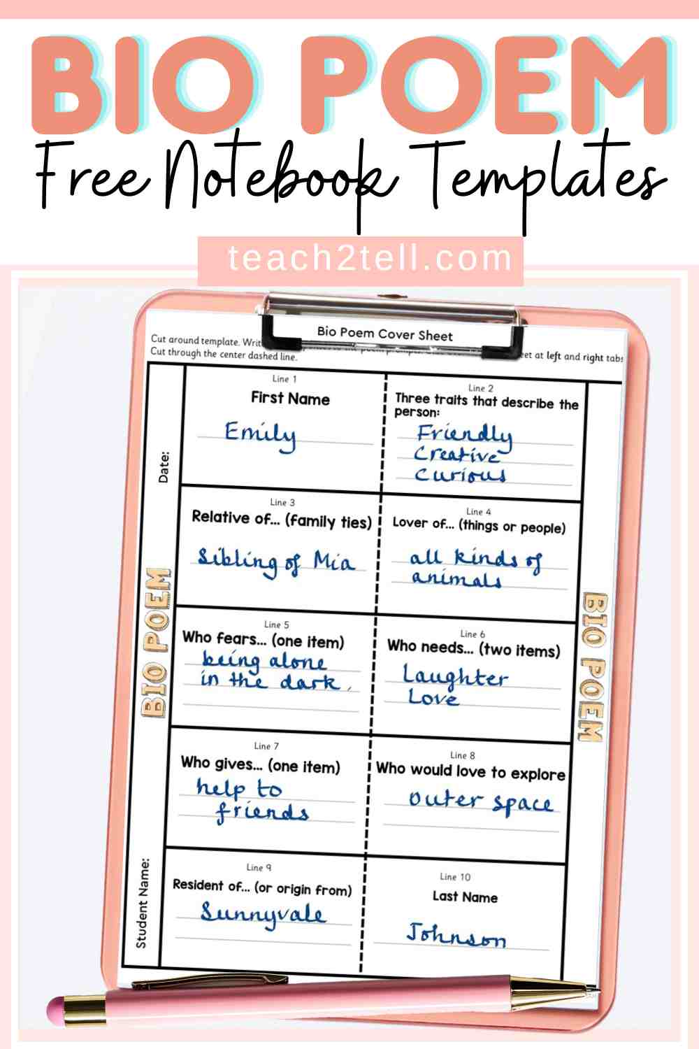 National Poetry Month Bio Poem Free Templates - Classroom Freebies