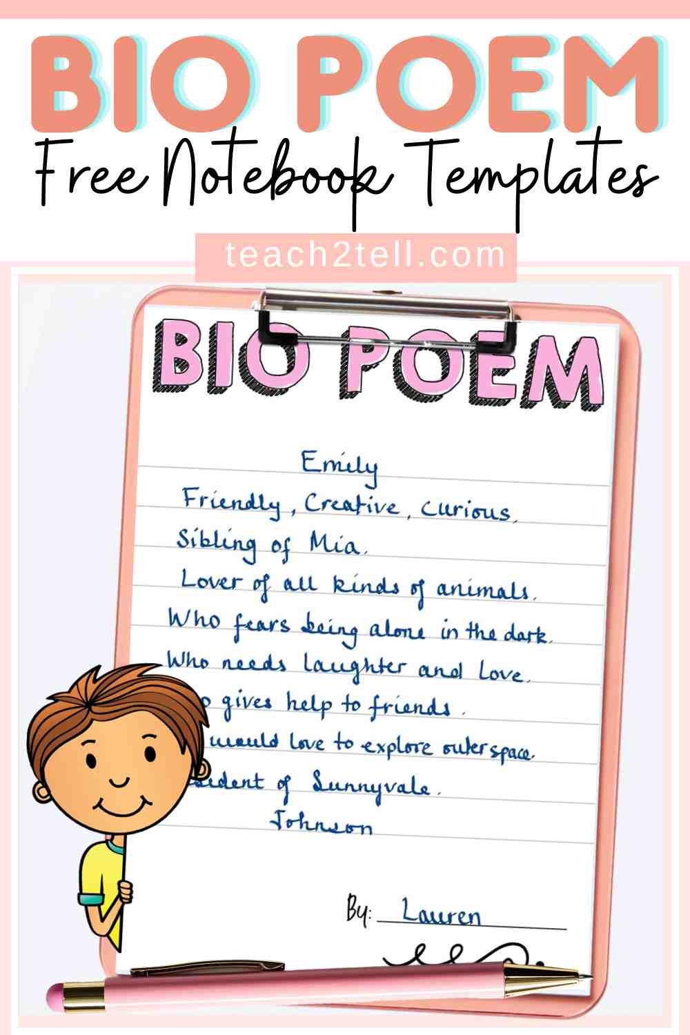 National Poetry Month Bio Poem Free Templates - Classroom Freebies