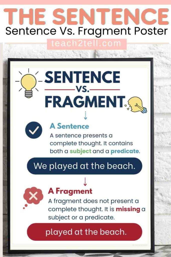 Sentence and Fragments: 8 Classroom Anchor Chart Ideas + Free Poster