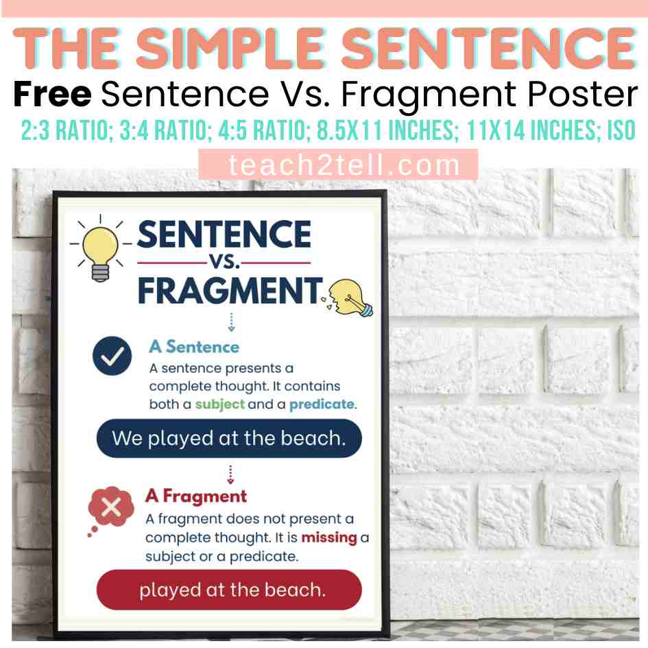 Sentence and Fragments: 8 Classroom Anchor Chart Ideas + Free Poster